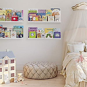 Wallniture Denver Modern Wall Mount Floating Picture Ledge Shelf - Nursery Hanging Bookshelf - 30 Inch White Set of 4 - Mounting Hardware Included