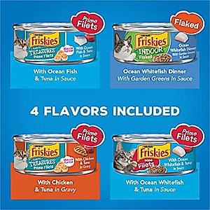 Purina Friskies Wet Cat Food Variety Pack, Oceans of Delight Flaked & Prime Filets - (40) 5.5 oz. Cans