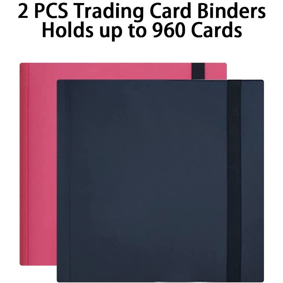 Trading Cards Album Binder, JARAGAR 12 Pockets PU Leather Card Binder Holder 20 Sheets Band Closure Card Storage Case Holds up to 480 Cards Fit for TCG Baseball Football Cards