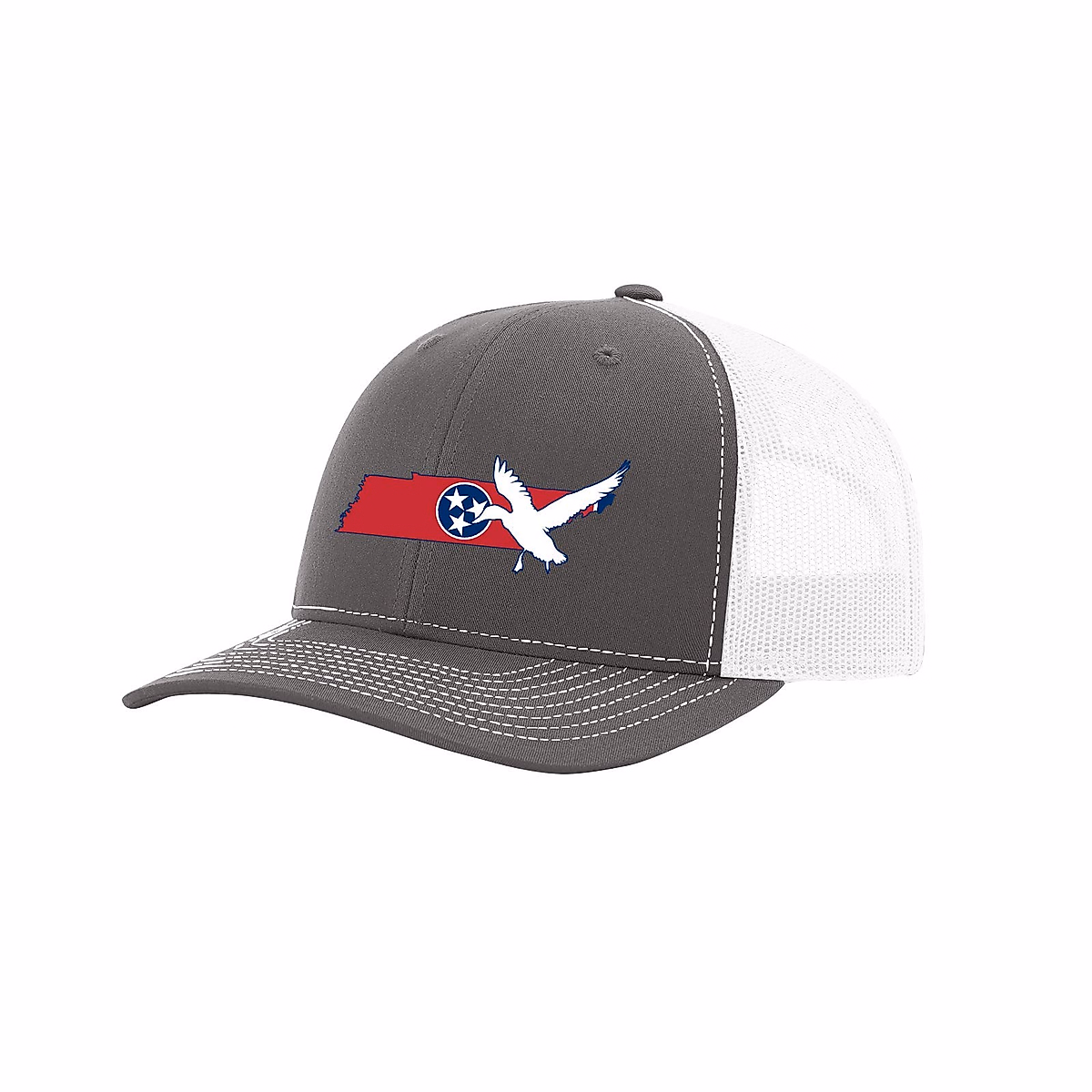 It's All About The South Tennessee State Flag Filled and Duck Mesh Back Trucker Hat-Charcoal/White