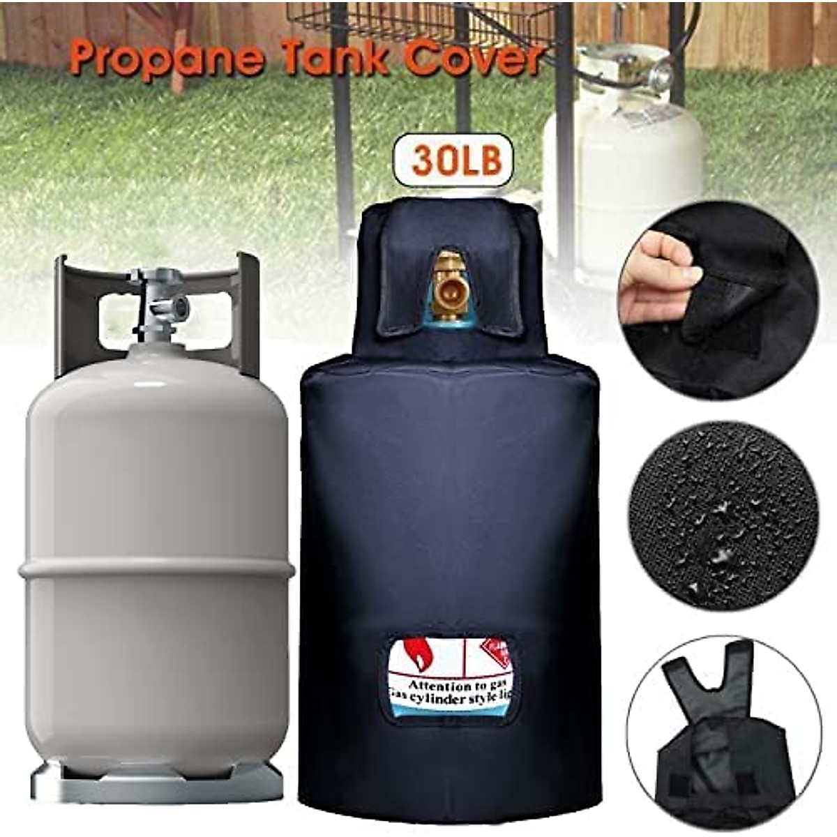 30 LB Propane Tank Cover 2 Pack, Heavy Duty Cloth Waterproof & Weather Resistant Propane Tank Cover 30 LB Propane Cover for RV Trailer