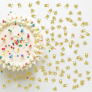 Halodete 30th Birthday Confetti - Dirty 30 Party Table Decorations - Adult Birthday Confetti - Happy 30th Anniversary Table Scatter Confetti Decorations - Gold Glitter, 120pcs
