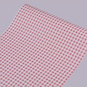 GLOW4U Ruby Red Gingham Adhesive Decorative Contact Paper Laminate Shelf and Drawer Liner 17.7x78 Inch