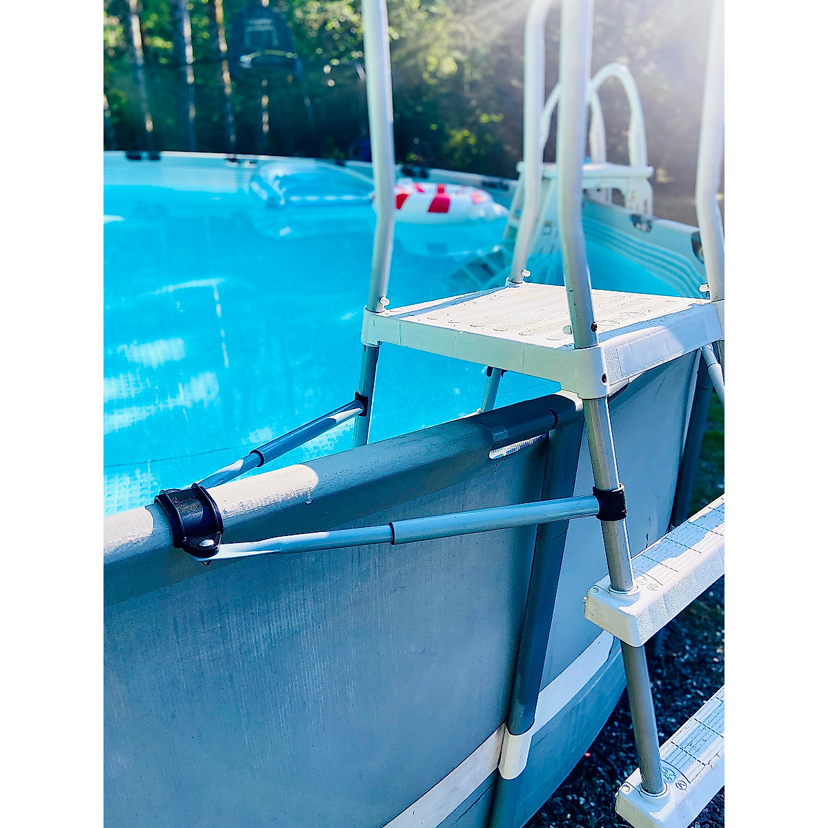 Above Ground Swimming Pool Ladder Latch **Sold as Set** Ladder Anchor Safety Stabilizer Pool Frame Reduce Injury**Stop Wear On Your Pool Liner**