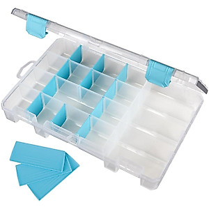 ArtBin 6944AG Medium Anti-Tarnish Box with Removable Dividers, Jewelry & Craft Organizer, [1] Plastic Storage Case with Anti-Tarnish Technology, Clear with Aqua Accents