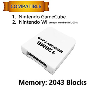 Hyamass 128MB(2043 Blocks) High Speed Gamecube Storage Save Game Memory Card Compatible for Nintendo Gamecube & Wii Console Accessory Kits - White