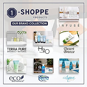 Terra Pure Hotel Soaps and Toiletries Bulk Set | 1-Shoppe All-In-Kit Amenities for Hotels | 1oz Hotel Shampoo & Conditioner, Body Wash, Body Lotion & 1.25oz Bar Soap Travel Size Toiletries | 75 Pieces