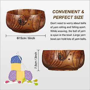 PATIKIL Wooden Yarn Bowls for Crocheting Bamboo Yarn Knitting Bowl Yarn Storage Bowls Yarn Holder Dispenser for Crocheting and Knitting, 6" x 3"