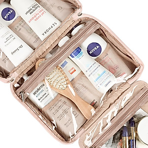 NISHEL Hanging Travel Toiletry Bag, Visible Makeup Organizer, Cosmetic Case for Journey Accessories, Bathroom Shower, Pink