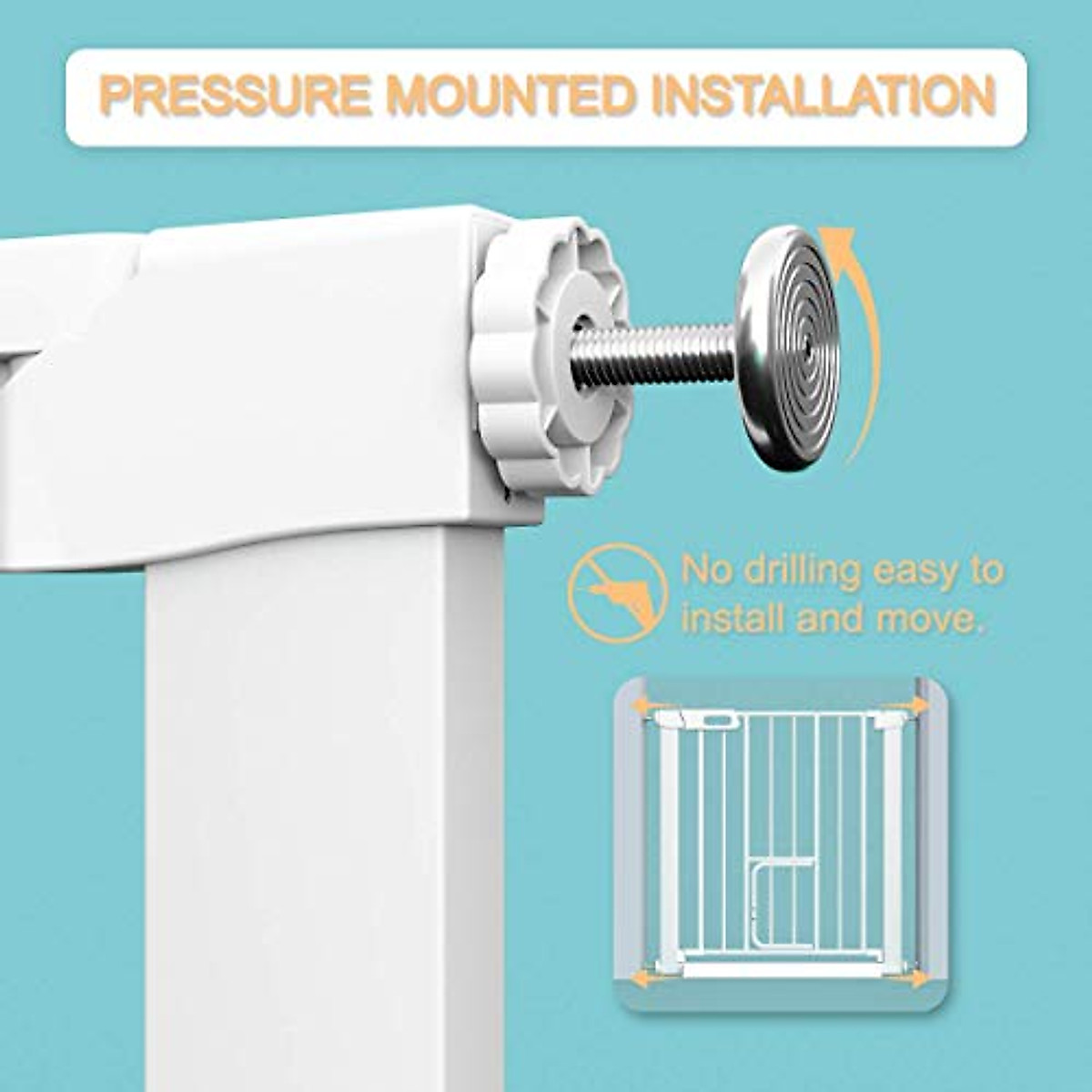 Fairy Baby 26.77"-29.53" Wide Narrow Baby Gate with Cat Door - Walk Through Small Pet Door Tension Safety Gate - Pressure Mounted No Drill