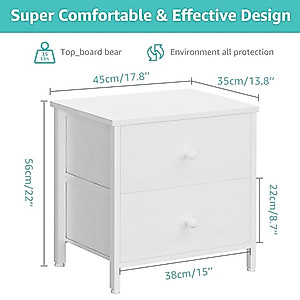 BOLUO White Nightstands Set of 2, 2 Drawer Dresser for Bedroom Night Stand Small Dresser End Table with Drawers Modern