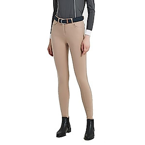 HR Farm Women's Full Seat Silicone Grip Breeches Horse Riding Jodhpurs (1 Beige, 26)