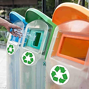 Pop Resin 1.5" Inch Recycle Logo Stickers Round Recycling Symbol Labels Self Adhesive Indoor and Outdoor Stickers 500 Per Roll