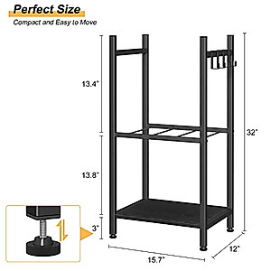 NANANARDOSO Firewood Rack Holder, Fire Wood Log Storage Stand with Kindling Holder for Indoor Fireplace, Outdoor Patio Fire Pit Stove, Fireplace Tools, Fire Wood Racks with 4 Hanging Hooks