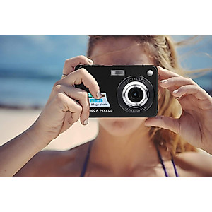 eDealz 18MP Megapixel Digital Camera Kit with 2.7" LCD Screen, Rechargeable Battery, 32GB SD Card, Card Holder, Card Reader, HD Photo & Video for Indoor, Outdoor Photography for Adults, Kids (Black)