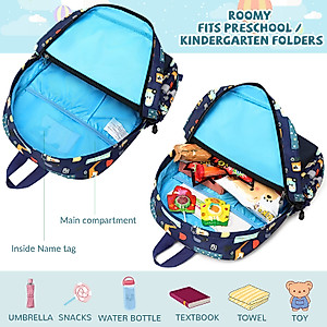 mygreen Blue Dinosaur Toddler Bag with Chest Clip Toy Bag Preschool Bag Travel Bacpack for Boy Girl