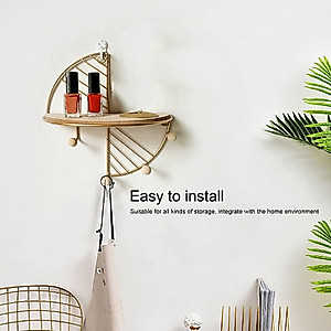 Cyrank Shelving Wall Mounted, Small Shelf for Wall Decorative Wall Shelves Floating Shelves for Bedroom No Drill Shelf Wall Decorations Gold