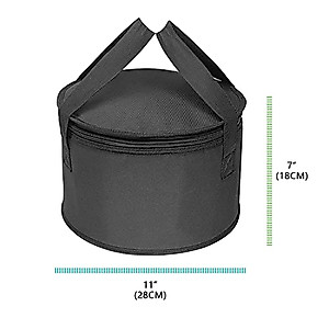 2 Pack Round Lunch Bag,Insulated Thermal Pastry and Pie Carrier,Reusable Insulated Cake Cooler Casserole Carrier Bags For Potluck,Picnics Food Delivery,11X7 Inch (Black Color)