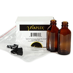 Vivaplex, Amber, 2 oz Glass Bottles, with Glass Eye Droppers - 2 pack
