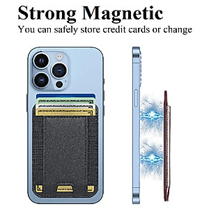 Tahamus Hold 1 to 7 Cards, Strong Magnetic Wallet Leather Card Holder for iPhone 14 13 12 Series, Compatible with Magsafe Wallet And Cases, (Black)