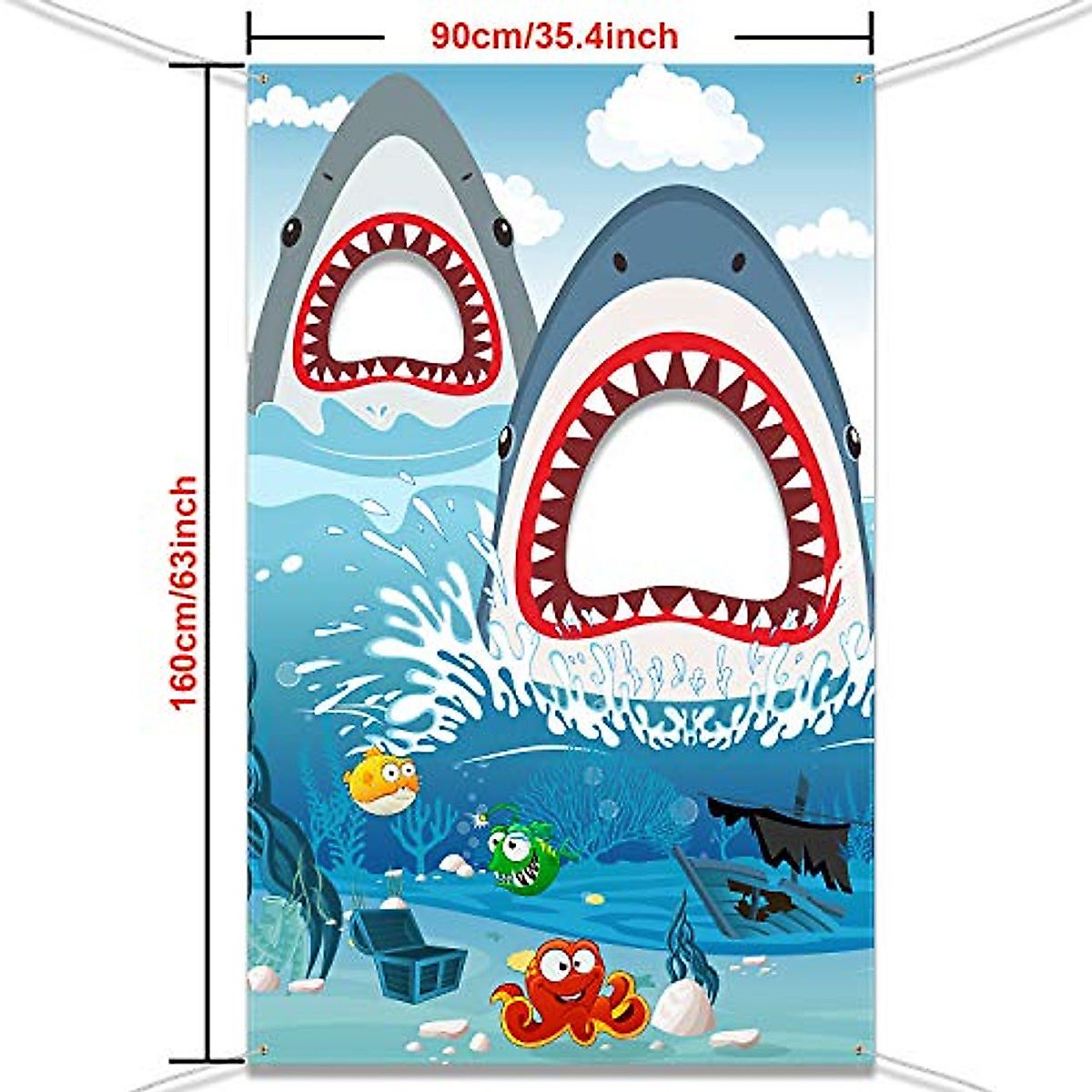 Shark Zone Backdrop Supplies Shark Photography Background Banner for Boy Girl Birthday Sea Shark Theme Party Baby Shower Decorations 70.8 x 35.5 Inch