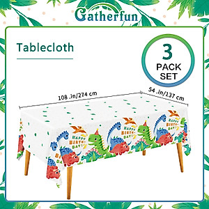 Dinosaur Party Supplies Disposable Tablecloth Waterproof Plastic Rectangular Table Cover for Boys Kids Birthday Party Baby Shower Dinosaur Party Decorations 3PCS 54 X 108 inch