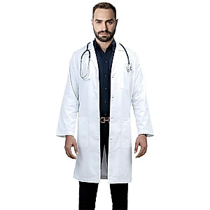 HEEDFIT Professional Lab Coat Women, White Lab Coat Men Long Sleeve, Personalized Lab Coat White, Unisex Small 1101