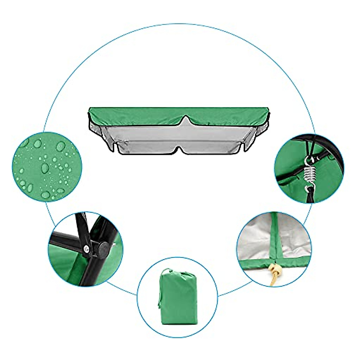 Patio Swing Canopy Replacement Top Cover, Premium Waterproof Porch Swing Cover with Canopy, Outdoor Garden Swing Top Dustproof Cover for Courtyard Sun Shade, Top Cover Only (56x47x7)