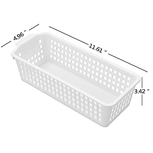 Yarebest 6-Pack White Plastic Storage Basket, Small Storage Bins