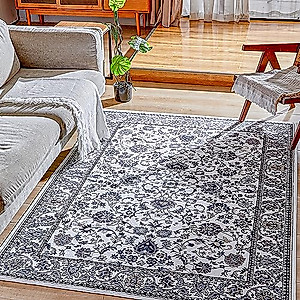 Boho Vintage Area Rug - 6x9 Large Washable Living Room Rug Ultra-Thin Non-Slip Non-Shedding Print Floor Carpet for Bedroom Home