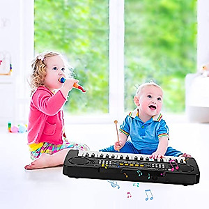 Raimy 37 Keys Piano Keyboard for Kids, Portable Keyboard Piano Early Learning Educational Electronic Musical Instrument Toys Gifts for 3 4 5 6 7 8 9 Year Old Boys and Girls (Black)