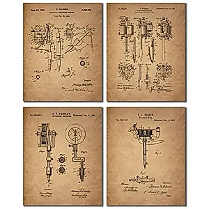 Tattoo Artist Patent Prints - Set Of 4 Vintage Wall Art Photos