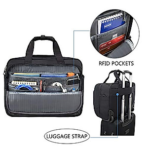 KROSER Rolling Laptop Bag for Men Women, Rolling Laptop Wheeled Briefcase for Business Fits Up to 17.3 Inch Laptop, Water-Repellent Wheeled Computer Bag Roller Case with RFID Pockets for Travel