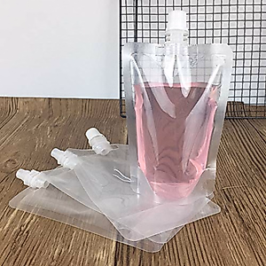 100Pcs Drink Pouches, Drinks Flasks Liquor Pouch Sealing Storage Packaging Bag, Disposable Milk Stand Up with Nozzle, Transparent Drinks Pouch 100 ml/200 ml/250 ml/300 ml