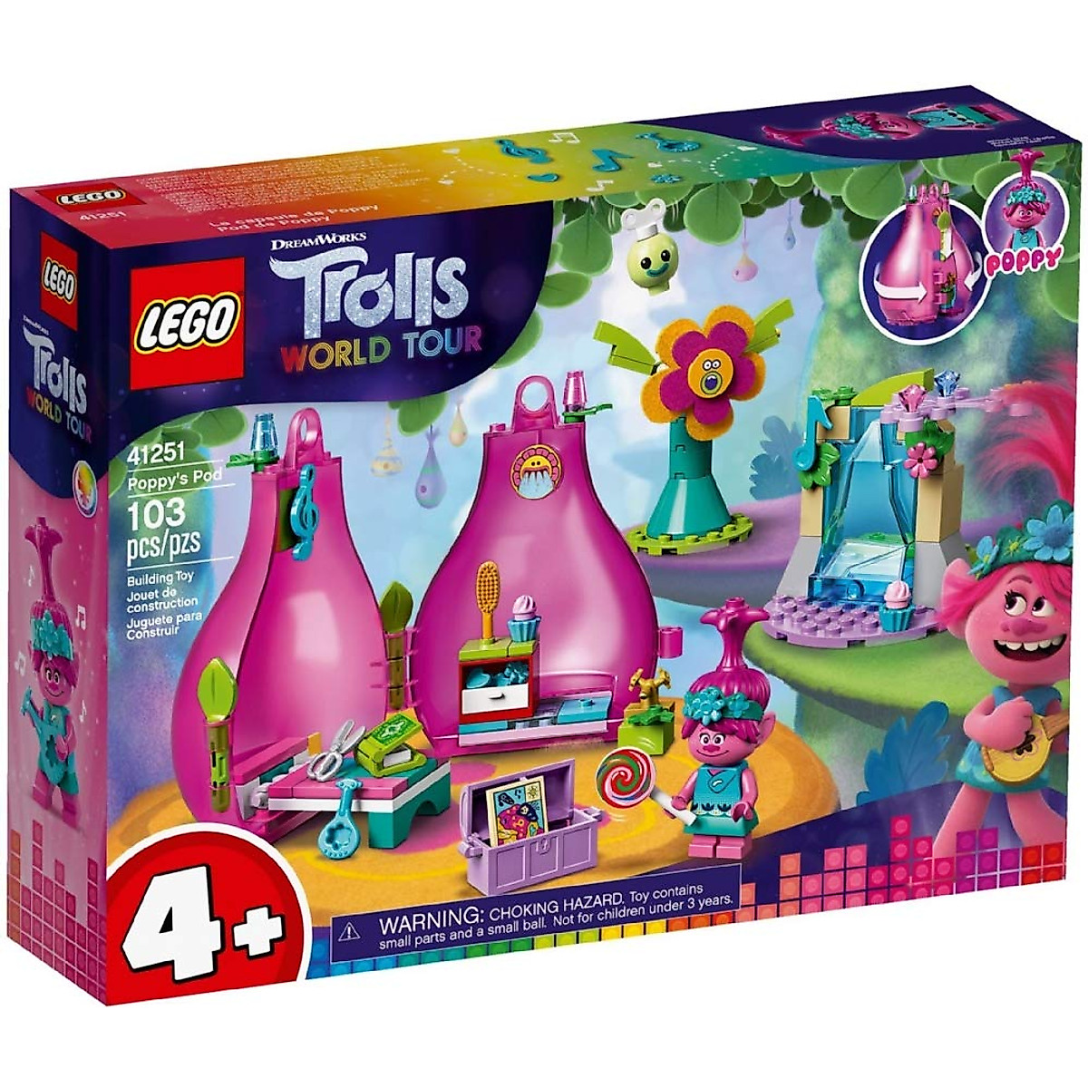 LEGO Trolls World Tour Poppy's Pod 41251 Trolls Playhouse Building Kit with Poppy Troll Minifigure (103 Pieces)