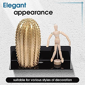 8 Pieces Acrylic Floating Wall Shelves 9 Inches Adhesive Floating Shelf Screwless Shelves Hanging Shelves Small Self Adhesive Display Shelf for Smart Speaker, Action Figures, Security Cameras (Black)