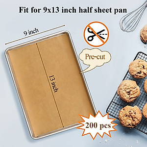 DISSKNIC 200PCS Unbleached Parchment Paper for Air Fryer Liners,9x13 Inch Precut Parchment Paper for Baking Sheet,Best Baking Supplies Baking Paper for Toaster Oven,Cookie sheet,Baking pan,Bread pan