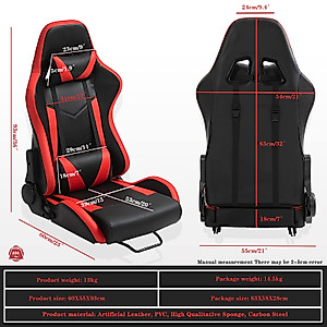 Supllueer Racing Seats Double Slide Rails Universal Racing Seats with Neck Waist Pillows fit Racing Simulator Cockpit Stand,Backrest 170 ° Ergonomic Adjustment,NO Stand