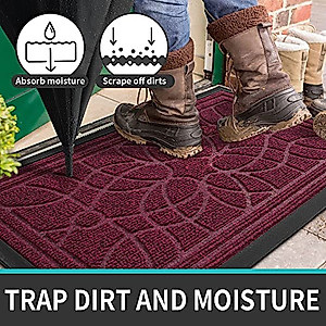 DEXI Front Door Mat, Welcome Mat Heavy Duty Durable Low Profile Outside Doormat for Entryway, Patio, Garage, High Traffic Areas, 17"X29", Palevioletred