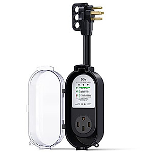 WEBANG RV Surge Protector 50A with Waterproof Cover, NEMA 14-50R Heavy Duty 125V/250V 4 Prong, All-in-one Circuit Analyzer with LED Indicator, Designed for RV/Camper/Travel Trailer, ETL Listed