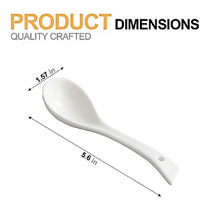 Ceramic Soup Spoons set of 8, Asian Soup Spoons, White Japanese Soup Spoon Sets for Ramen, Dessert, Pho, Noodles, Chinese Wonton,Dumpling Miso, Dishwasher Safe