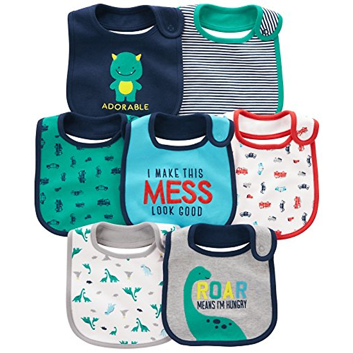 Simple Joys by Carter's Unisex Babies' Teething Bibs, Pack of 7, Blue, One Size