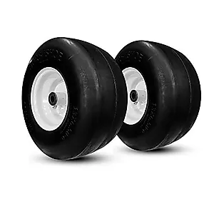 2 New Commercial-grade 13x6.50-6 Flat-Free Lawn Mower Smooth Tires with Steel Rim for Lawn Mower (Deck 36"-68") & Garden Tractor 136506 ---Hub Length 4"-7.1"---Bore φ5/8"