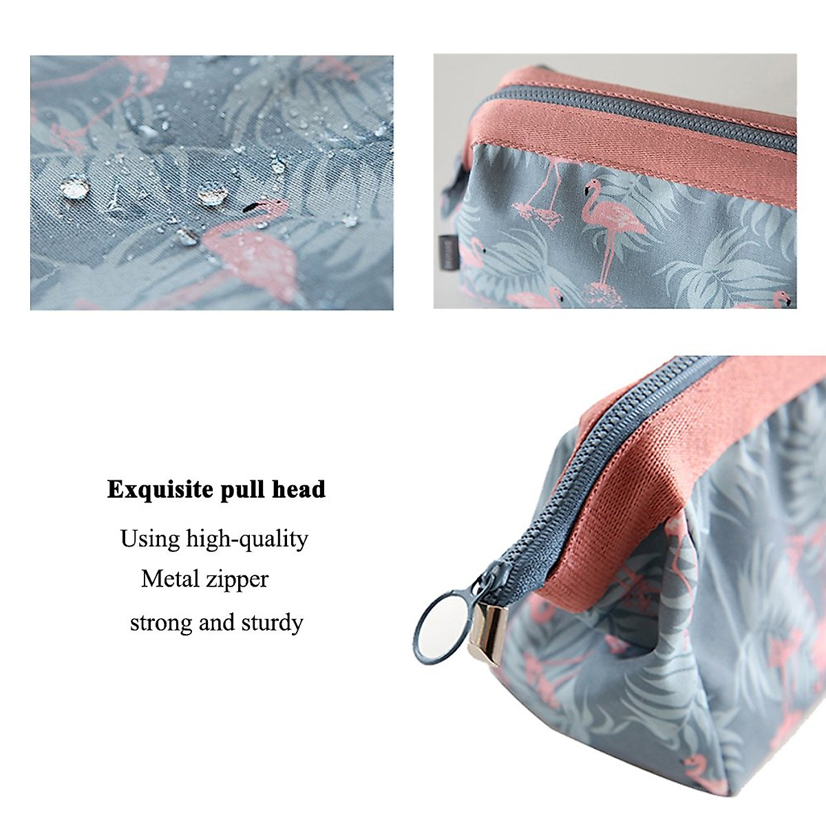 Makeup Bag/Travel Cosmetic Bags/Brush Pouch Toiletry Kit Fashion Women Jewelry Organizer with Zipper Flamingo Make-up Carry Case Pencil Holder Portable Cube Purse (Light Blue)