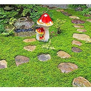 9 Inch Three-Headed Mushroom Garden Statue Perfect for Decoration for Garden, Outdoor, Patio (Red)