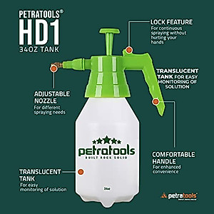 PetraTools Neem Oil Sprayer HD1 - Garden Sprayer, Hand Pump Sprayer, Portable Water Sprayer for Plants, Chemical Sprayer, Plant Sprayer Mister, Bottle Sprayer, Hand Sprayer (34oz)