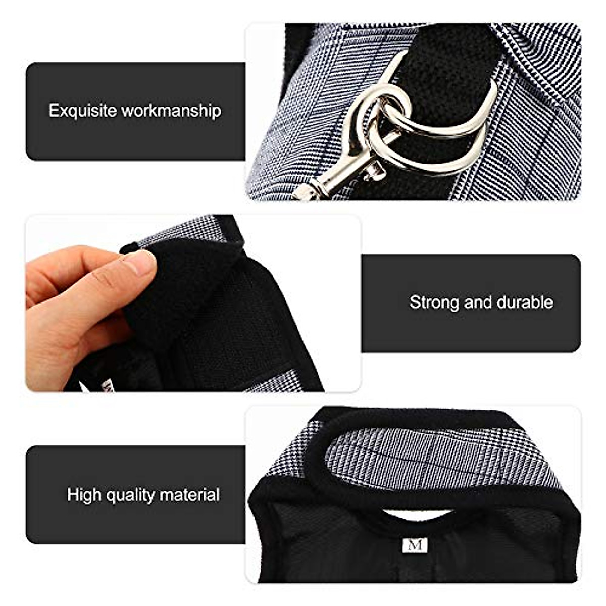 Cat Harness, Rabbit Harness with Leash Soft Mesh Vest Harness Clothes for Rabbit Ferret Bunny Kitten Guinea Pig Walking (S, Black)