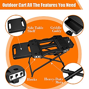 GRILL FORCE Grill Stand + Crisping Basket Set for Ninja Woodfire Grill,Collapsible Outdoor Grill Cart 304 Stainless Steel Crisper Tray Fit for Ninja Woodfire Outdoor Grill (Ninja OG701)