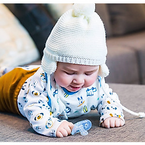 BeeBee 2 Soft Silicone Infant Pacifiers, BPA-Free, Lightweight & Orthodontic, Newborn Soothie Pacifier, Natural Suckling, indicated 6-12 Months (Blue)