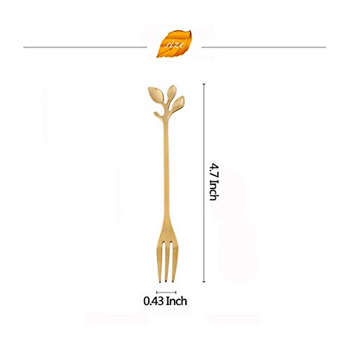 AnSaw 10-Piece Gold Mini Leaf Dessert Forks Set - 4.7" Elegant Stainless Steel Fruit, Appetizer, Cake & Salad Forks - Perfect for Cocktail Parties & Home Use